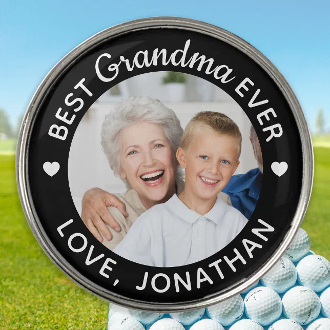 Best Grandma Ever Modern Custom Photo Golf Ball Marker | Zazzle