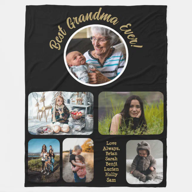 Best Grandma Ever Photo Collage Fleece Blanket | Zazzle