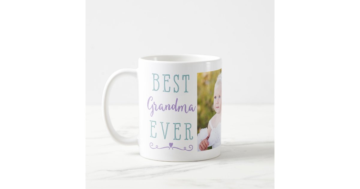 Best Grandma Ever Purple Teal Custom Photo Coffee Mug | Zazzle