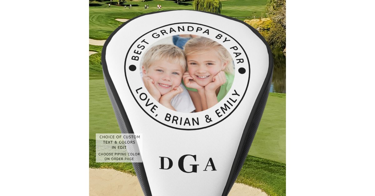 BEST GRANDPA BY PAR Photo Monogram Personalized Golf Head Cover | Zazzle