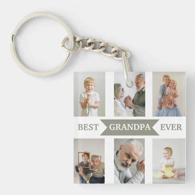 Best Grandpa Ever | Custom Photos Keychain | Zazzle