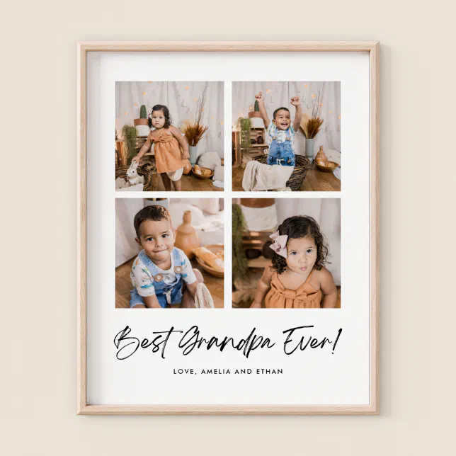 Best Grandpa Ever Four Photo Poster | Zazzle