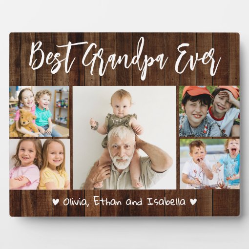 Best Grandpa Ever Grandkids 5 Photo Collage Wood Plaque | Zazzle