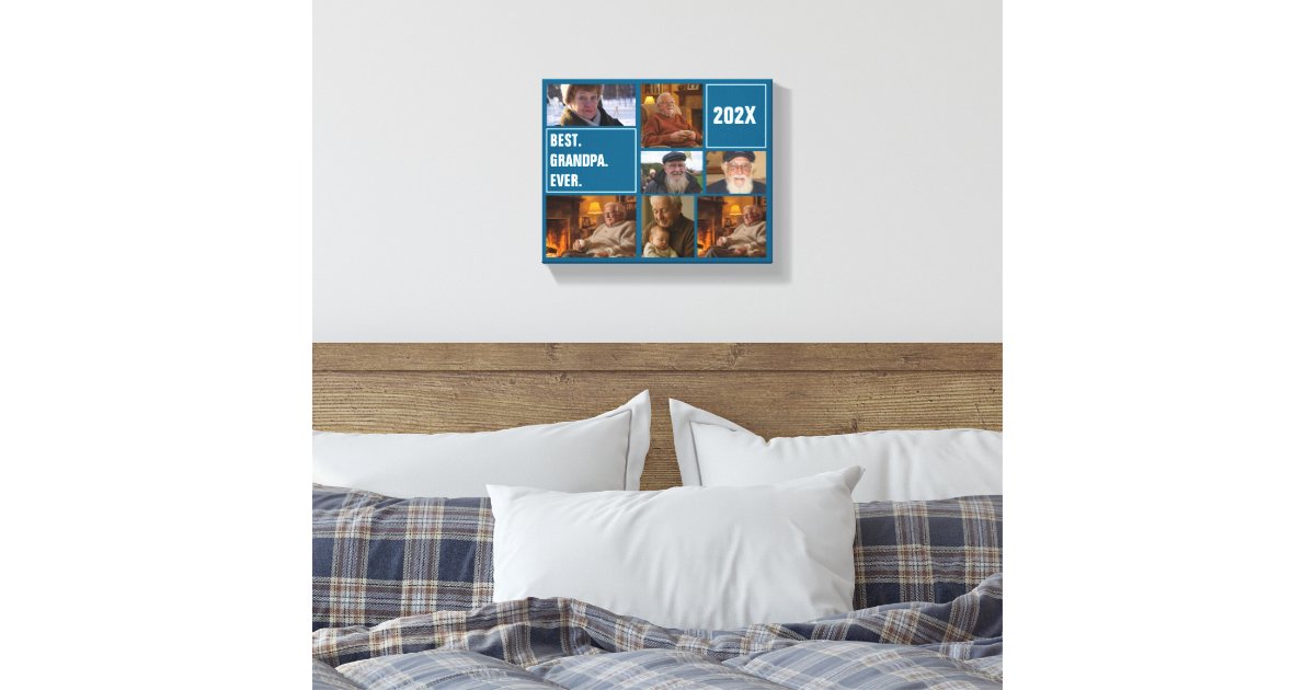 Best Grandpa Ever Photo Collage and Custom Text Canvas Print | Zazzle