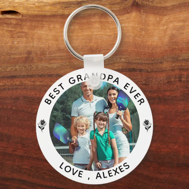 BEST GRANDPA EVER Photo Personalized Keychain | Zazzle