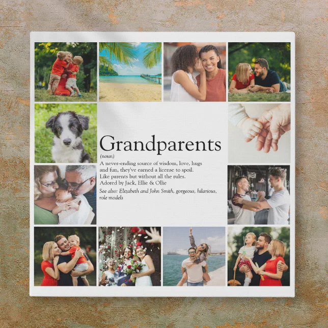 Best Grandparents Definition 12 Photo Collage Faux Canvas Print | Zazzle
