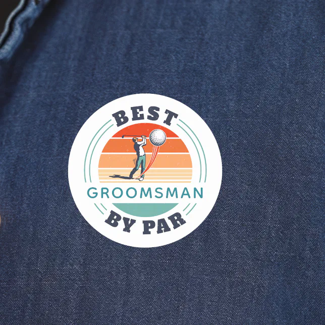 Best Groomsman By Par Custom Retro Wedding Classic Round Sticker | Zazzle