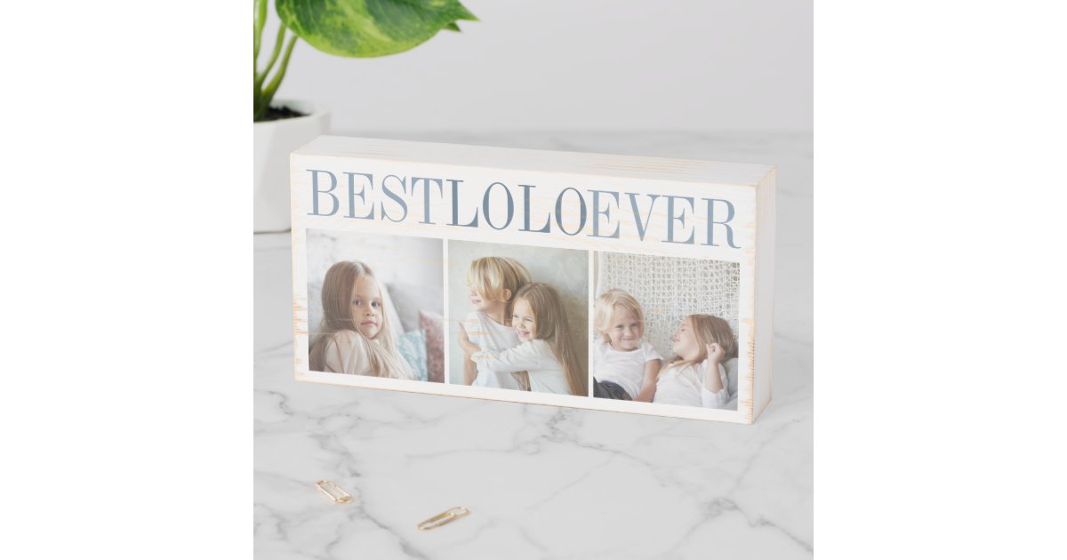 Best Lolo Ever 3 Photo Collage Grandpa Wooden Box Sign | Zazzle
