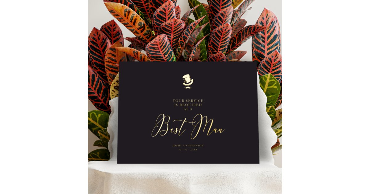 Best Man Chic Wedding Minimalist Proposal Foil Invitation | Zazzle