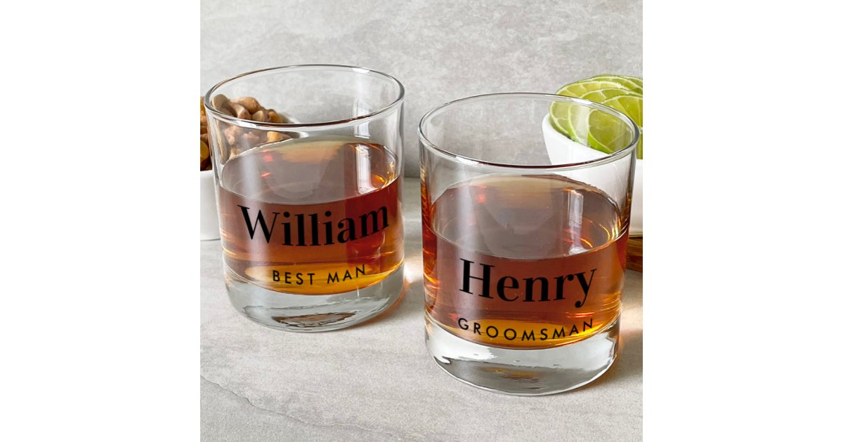Best Man Groomsman Wedding Whiskey Glass | Zazzle