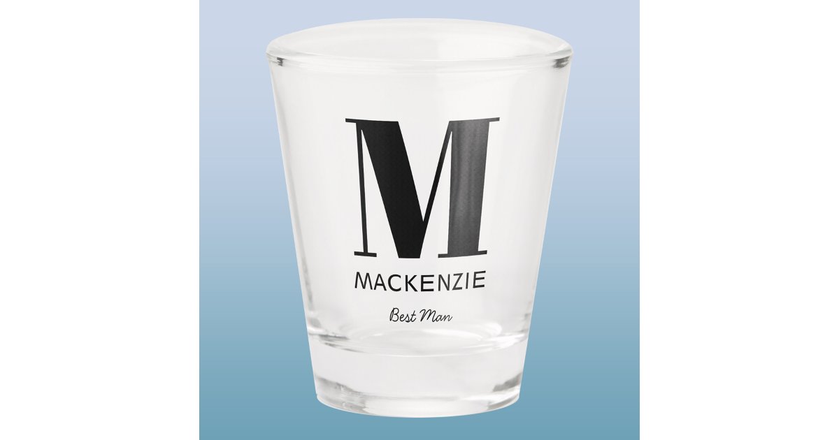 Best Man Monogram Name Shot Glass | Zazzle