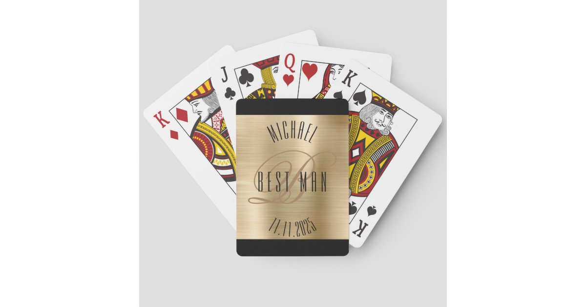 Best Man Monogram Wedding Poker Cards | Zazzle