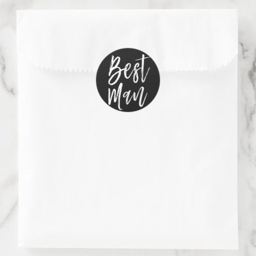Best Man | Script Style Wedding Black Classic Round Sticker | Zazzle