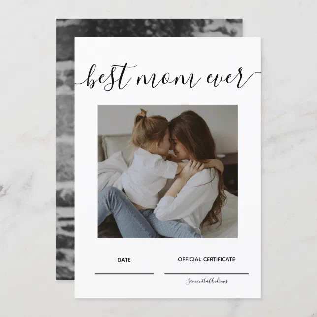 Best Mom Ever Official Certificate Mothers Day Invitation | Zazzle