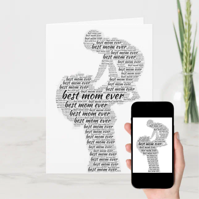Best Mom Ever Word Art Mothers Day Black White Card | Zazzle