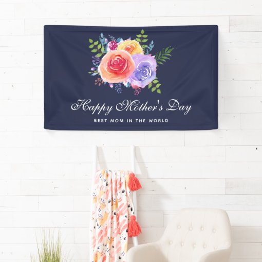 Best Mom in the World Mother's Day Roses Banner | Zazzle
