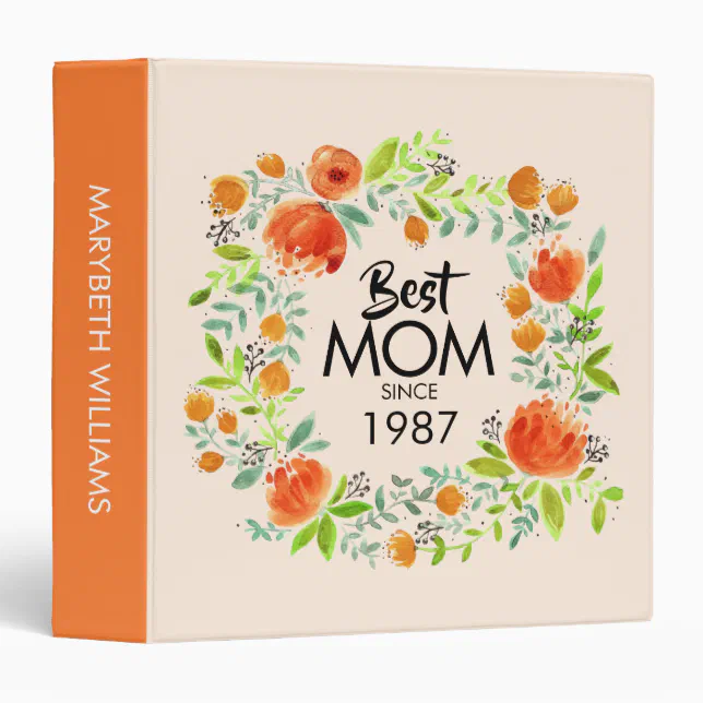Best Mom Since Watercolor Floral Binder | Zazzle