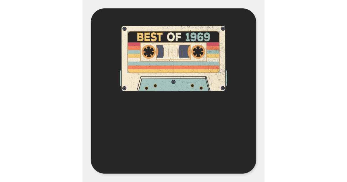 Best Of 1969 Birthday Cassette Tape Square Sticker | Zazzle