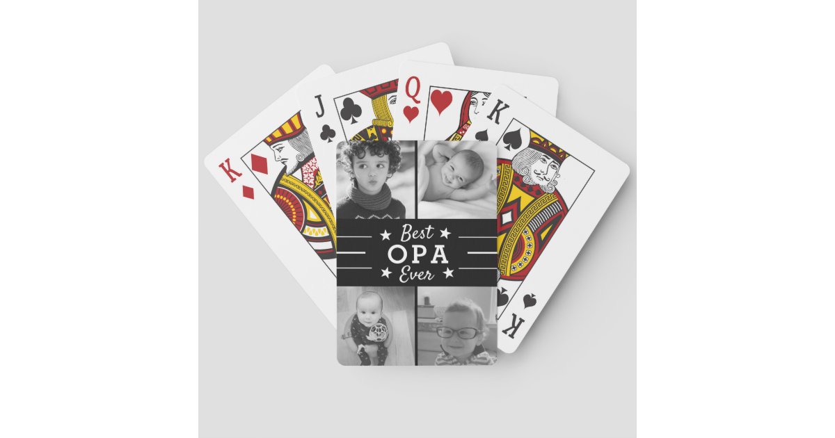 Best Opa Ever | Grandchildren Photo Collage Poker Cards | Zazzle