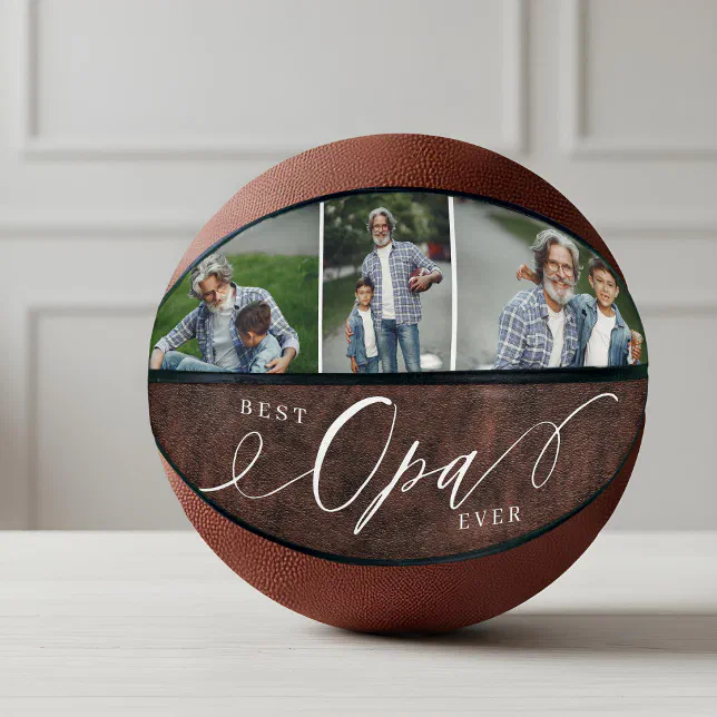 Best Opa Ever Leather Father's Day Photo Keepsake Basketball | Zazzle