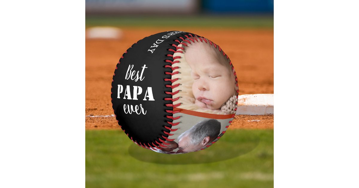 Best Papa Ever Father's Day 3 Photo Collage Baseball | Zazzle
