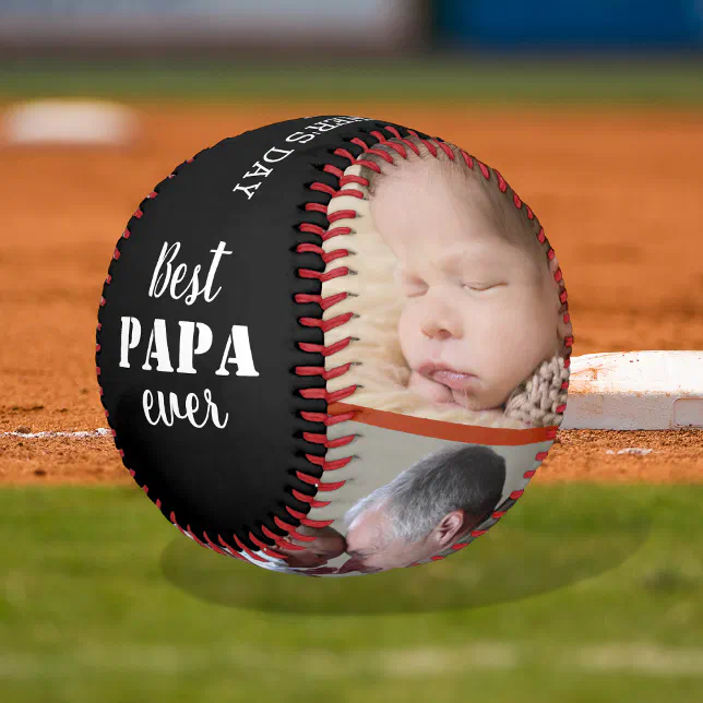 Best Papa Ever Father's Day 3 Photo Collage Baseball | Zazzle