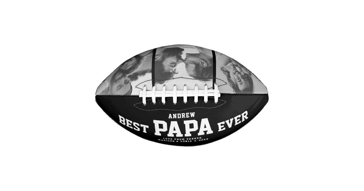 BEST PAPA EVER Modern Cool Black and White Trendy Football | Zazzle