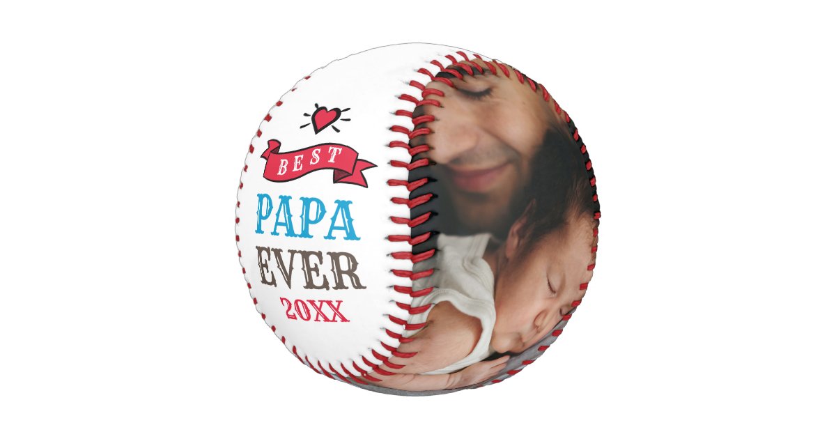 Best Papa Ever Quote Father and Baby Photo Baseball | Zazzle