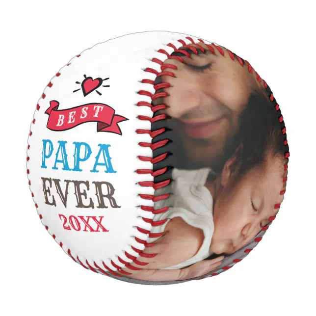 Best Papa Ever Quote Father and Baby Photo Baseball | Zazzle
