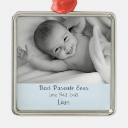 Best Parents Ever Personalz Name Photo Christmas Metal Ornament | Zazzle