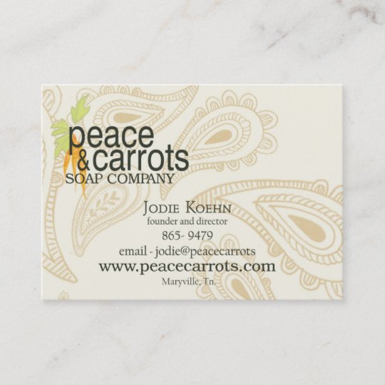 Best Peace and Carrots Soap Company Business Card | Zazzle.com