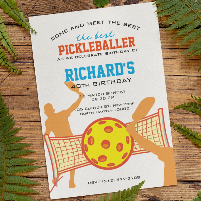 Best Pickleball Player Funny Birthday Party Invitation | Zazzle
