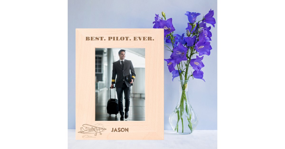 Best Pilot Ever & Airplane Clouds,Aviation Custom Engraved Frames | Zazzle