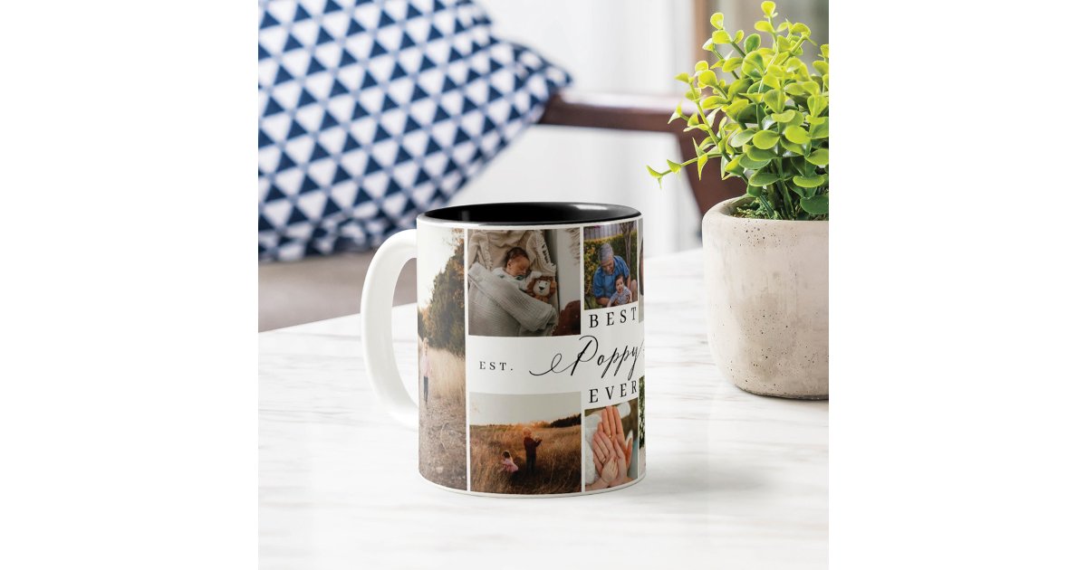 Best Poppy Ever Elegant Script 8 Photo Collage Two-Tone Coffee Mug | Zazzle