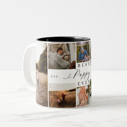 Best Poppy Ever Elegant Script 8 Photo Collage Two-Tone Coffee Mug | Zazzle