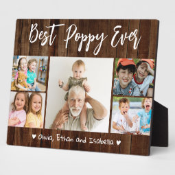 Best Poppy Ever Grandkids 5 Photo Collage Wood Plaque | Zazzle
