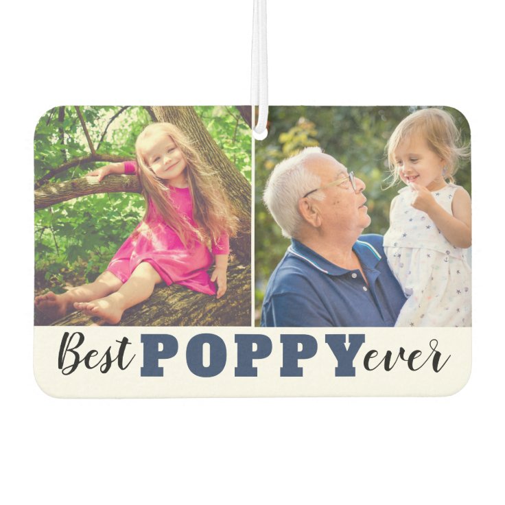 Best Poppy Ever Grandpa Grandkid 2 Photo Collage Air Freshener | Zazzle