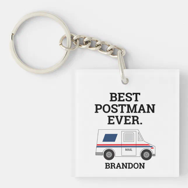 Best Postman Ever Personal Mailman Mail Truck Keychain | Zazzle