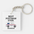 Best Postman Ever Personal Mailman Mail Truck Keychain | Zazzle