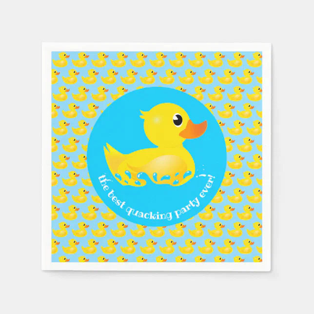 'Best Quacking Party Ever' Cute Yellow Rubber Duck Napkins | Zazzle