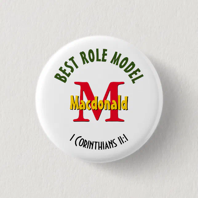 BEST ROLE MODEL Personalized Mom Dad Teacher Button | Zazzle