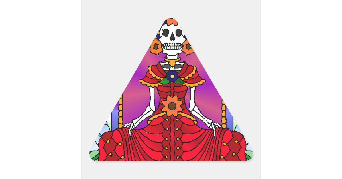 Best Seller Sugar Skull Triangle Sticker | Zazzle