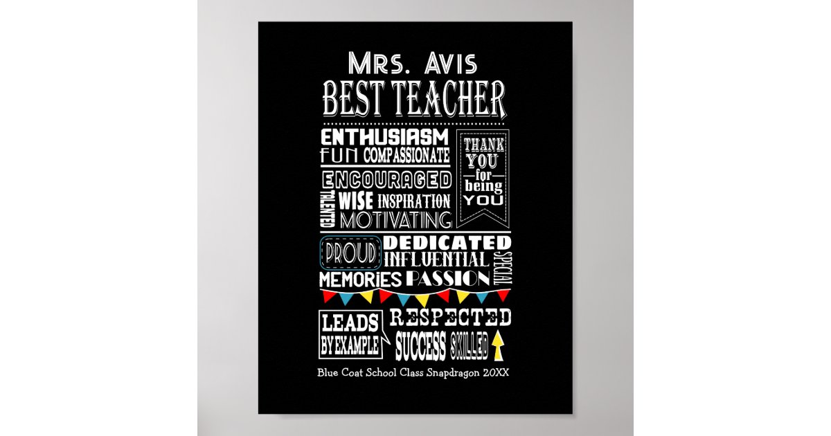 Best teacher appreciation thank you retirement poster | Zazzle