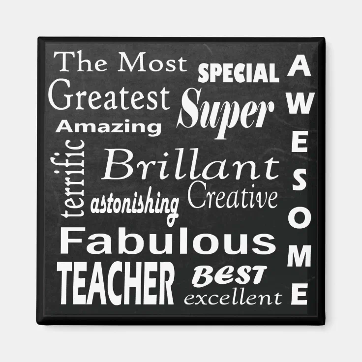 Best Teacher Chalkboard Subway Typography Art Magnet | Zazzle