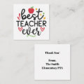 Best Teacher Ever Teacher Note Card | Zazzle
