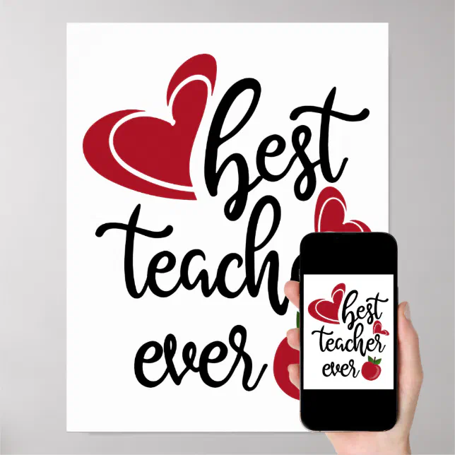 Best teacher ever typography teachers poster | Zazzle