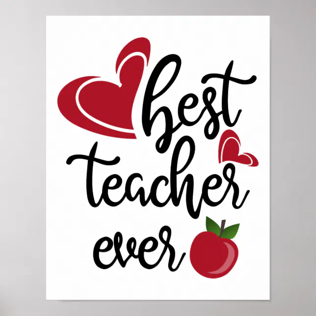 Best teacher ever typography teachers poster | Zazzle