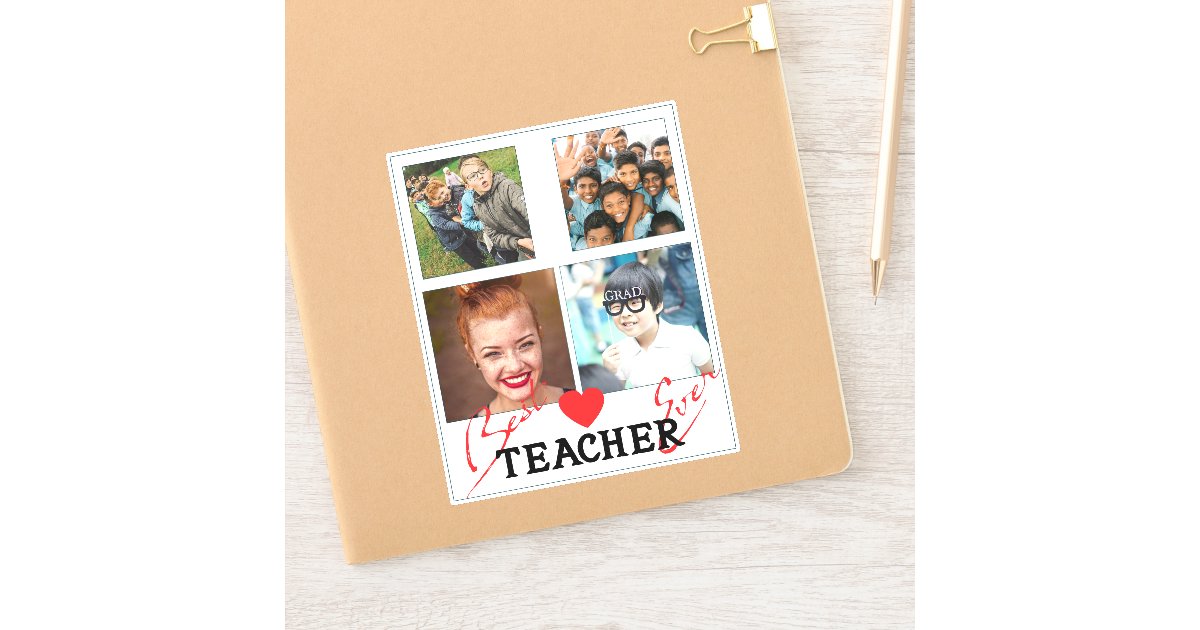 Best Teacher Photo Collage Sticker | Zazzle