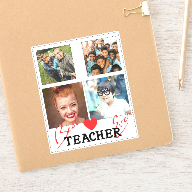 Best Teacher Photo Collage Sticker | Zazzle