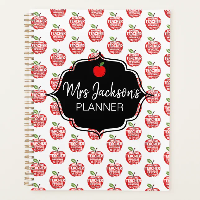 best Teacher Red Apple word cloud thank you Planner | Zazzle